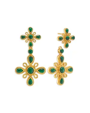 CAPUCINE DE WULF Monique Malachite Convertible Double Drop Earrings