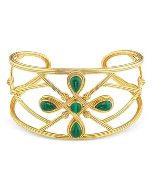 CAPUCINE DE WULF Monique Malachite Gem Cuff - Green/gold
