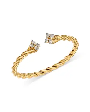 Roberto Coin Diamond Twist Bangle - Gold