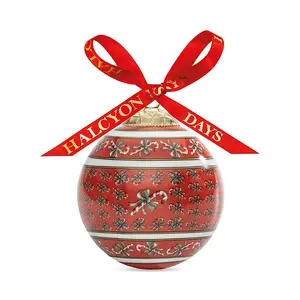 Halcyon Days Candy Cane Ball Ornament - Red
