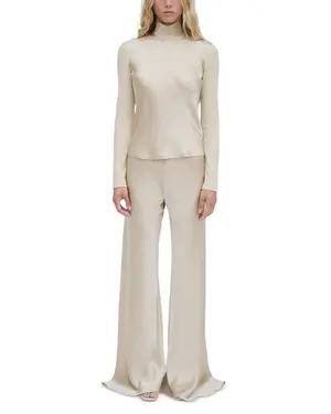 Rosetta Getty Silk Wide Leg Pants - Champagne