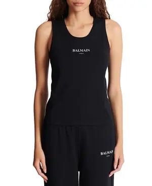 Balmain Printed Tank Top - Black