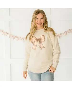 SWEET WINK Gingham Bow Patch Sweatshirt