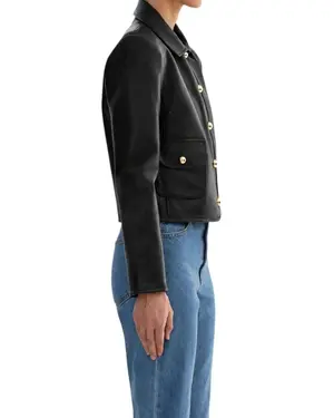 LAMARQUE Francesca Leather Jacket - Black/leo