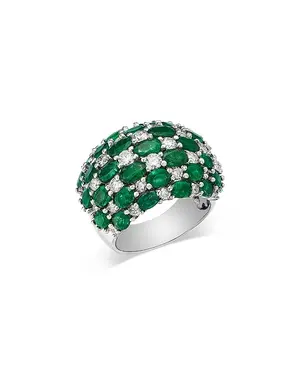 Bloomingdale'S 14k Gold Emerald And Diamond Cluster Ring - White