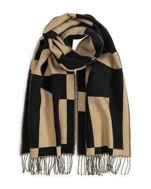 Echo Geo Double Face Jacquard Scarf - Black