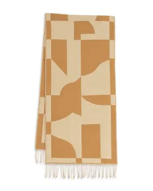 Echo Geo Double Face Jacquard Scarf - Camel