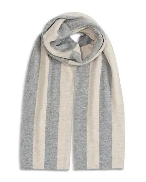 Echo Split Stripe Wool Scarf - Cream