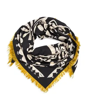 Echo Park Paisley Oversized Silk Scarf - Black