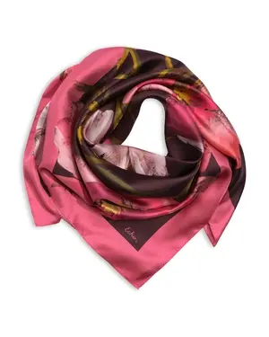 Echo Cosmos Silk Square Scarf - Fig