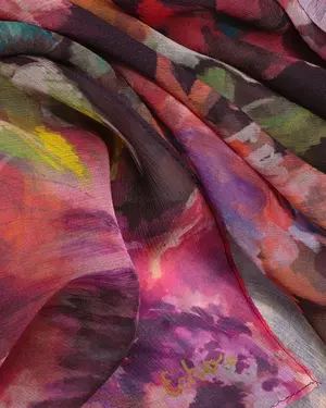 Echo Hazy Floral Crinkle Silk Wrap Scarf