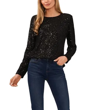 CECE DUPRAZ Long Sleeve Crewneck Top - Rich Black