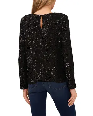 CECE DUPRAZ Long Sleeve Crewneck Top - Rich Black