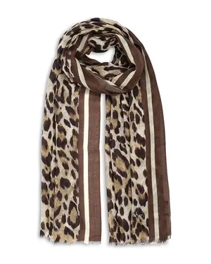 Echo Leopard Print Wrap Scarf - Camel