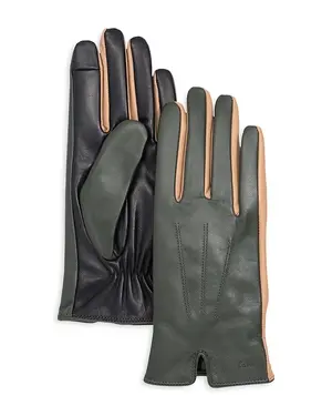 Echo Colorblock Leather Gloves - Forest Green