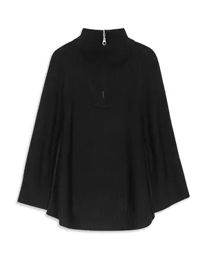 Echo Texture Knit Cape - Black