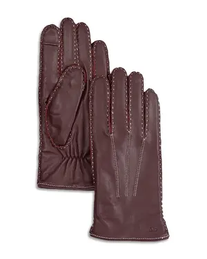 Echo Stitch Detail Leather Tech Gloves - Fig