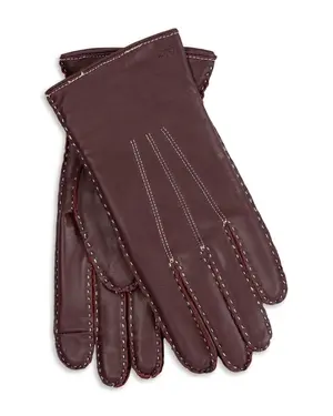 Echo Stitch Detail Leather Tech Gloves - Fig
