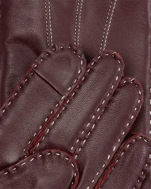 Echo Stitch Detail Leather Tech Gloves - Fig