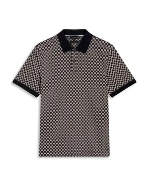 Ted Baker London Ernist Short Sleeve Geo Jacquard Cotton Polo