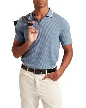 Ted Baker London Bronize Rib Texture Zip Polo