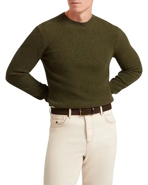 Ted Baker London Long Sleeve Waffle Stitch Crew - Olive