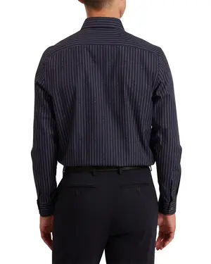 Ted Baker London Hangent Regular Fit Branded Stripe Print Cotton Shirt