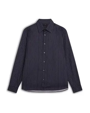 Ted Baker London Hangent Regular Fit Branded Stripe Print Cotton Shirt