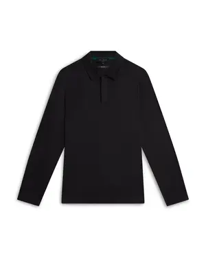 Ted Baker London Ignac Long Sleeve Regular Soft Touch Cotton Polo - Black