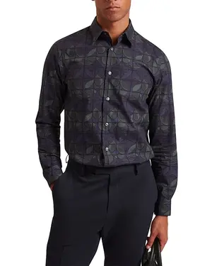 Ted Baker London Frankkn Regular Fit Floral Check Cotton Shirt