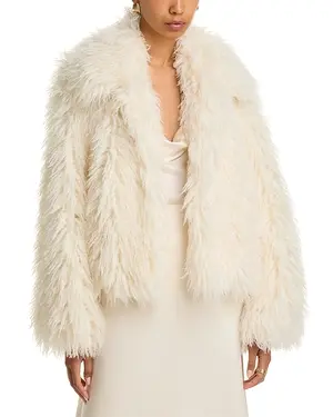 Cinq À Sept Faux Fur Coat - Ivory/ Ivory