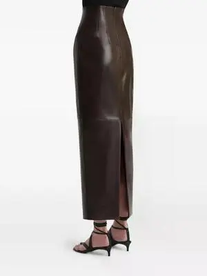 Khaite Loxley Lambskin Maxi Skirt - Brown