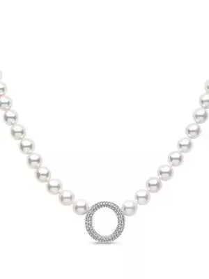 Yoko London Pearl And Diamond Circle Necklace - Silver