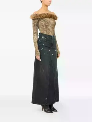 MAISON MARGIELA Paint-splatter Denim Maxi Skirt