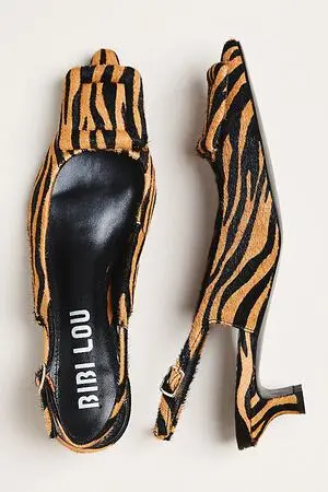 BIBI LOU Robin 2 Slingback Heels - Leopard Calfhair