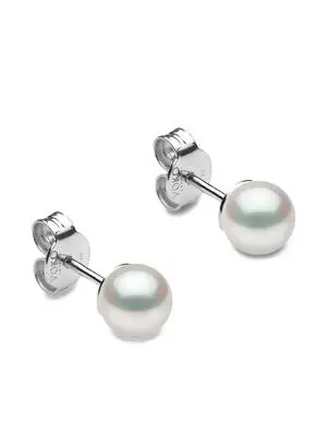 Yoko London White Gold Pearl Stud Earrings - Silver