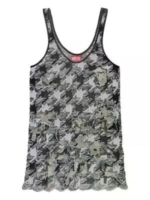 DIESEL Houndstooth Tank Top - Brown