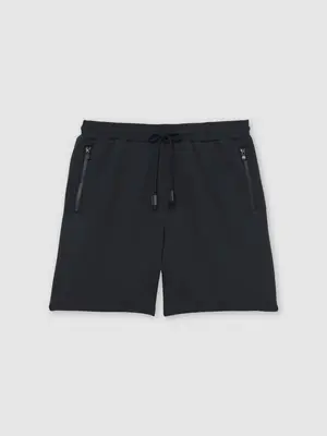 REISS Cotton-blend Fleece-back Drawstring Short - Navy