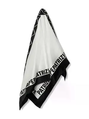 Patrizia Pepe Geometric Silk Print Scarf - White