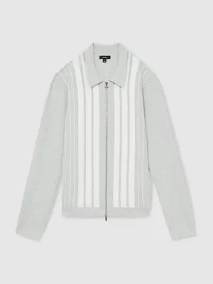 REISS Ambient Striped Zip Knitted Jacket