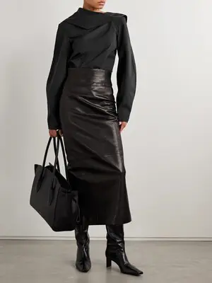 Brandon Maxwell The Quinn Draped Cotton-poplin Blouse
