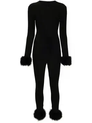 Blumarine Feather-trim Jumpsuit - Black