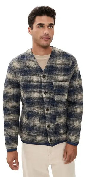 Universal Works Check Fleece Cardigan