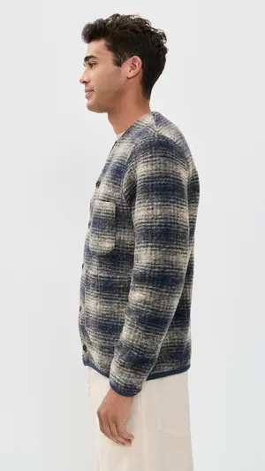 Universal Works Check Fleece Cardigan