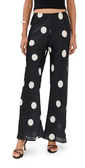 LE BOP Ellie Polka-dot Print Pants - Black/white Dot