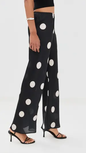 LE BOP Ellie Polka-dot Print Pants - Black/white Dot
