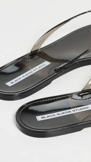 BLACK SUEDE STUDIO Crystal Jelly Flip Flops - Black