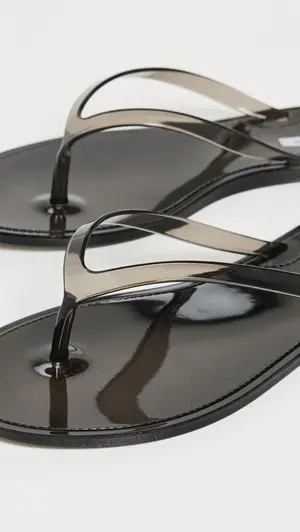 BLACK SUEDE STUDIO Crystal Jelly Flip Flops - Black