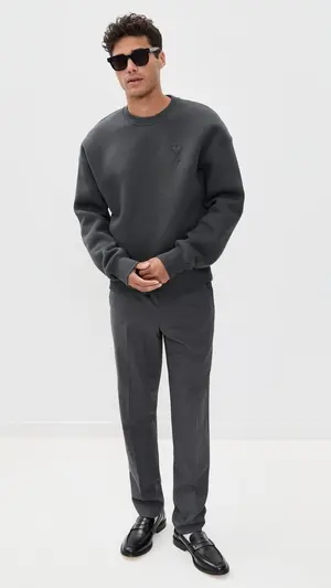 AMI Paris Embroidered Logo Fleece Back Sweatshirt