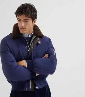 Brunello Cucinelli Down-filled Bomber Jacket - Blue